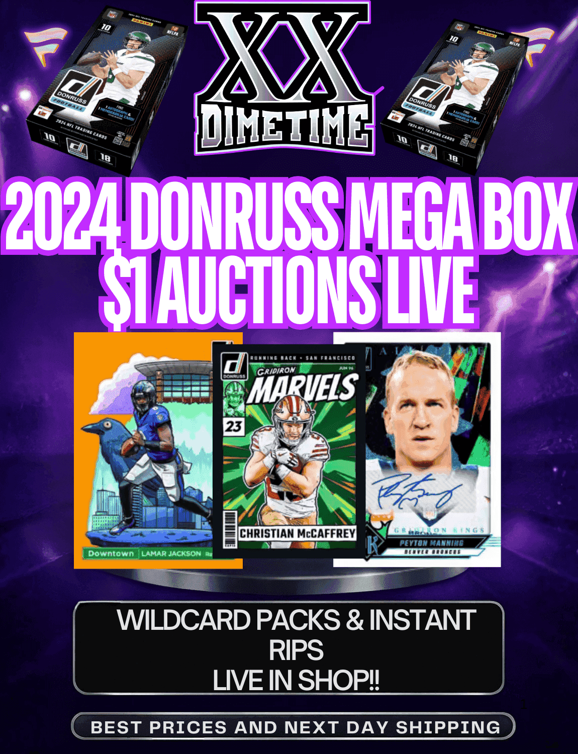 Dimetime Sportscards - 2024 DONRUSS FOOTBALL MEGA BOX $1 AUCTIONS LIVE ...